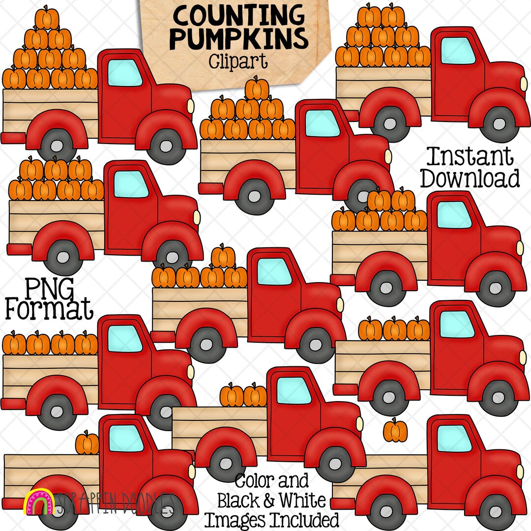 Counting Pumpkins Clipart - Autumn Pumpkin in Farm Truck Counting ...
