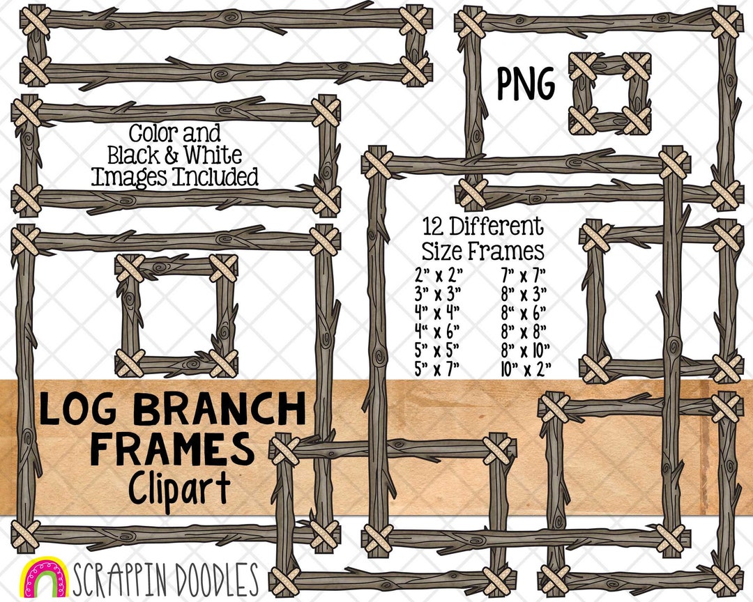 Log Branch Frames Clipart - Tree Branch Borders - Forest Log 8 X 10 ...
