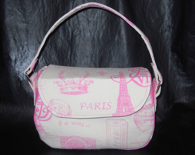 Pink and White Parisian Pattern Fabric , "mabel" Purse, Vintage Fashion ...
