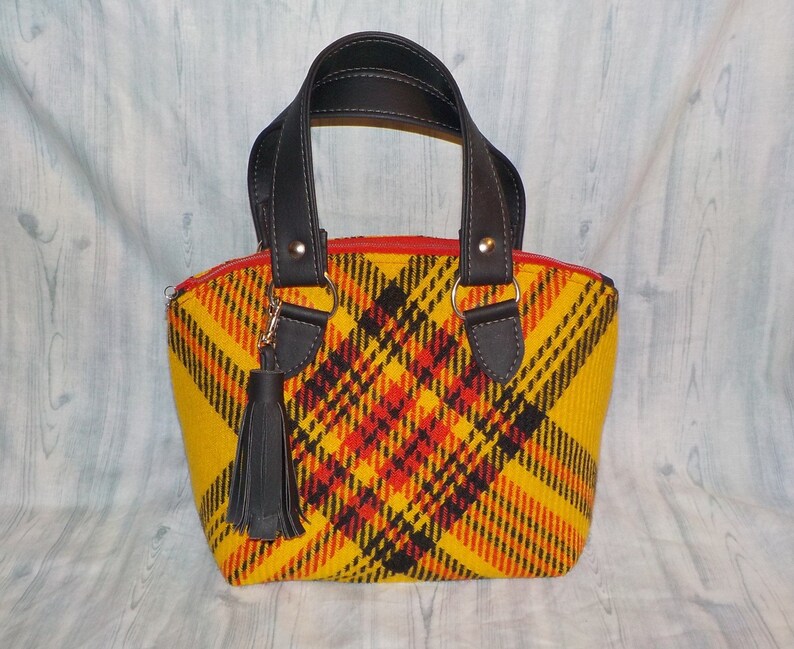 Tartan Plaid Purse, Wool Blend Fabric and Faux Leather, Swoon LOLA ...