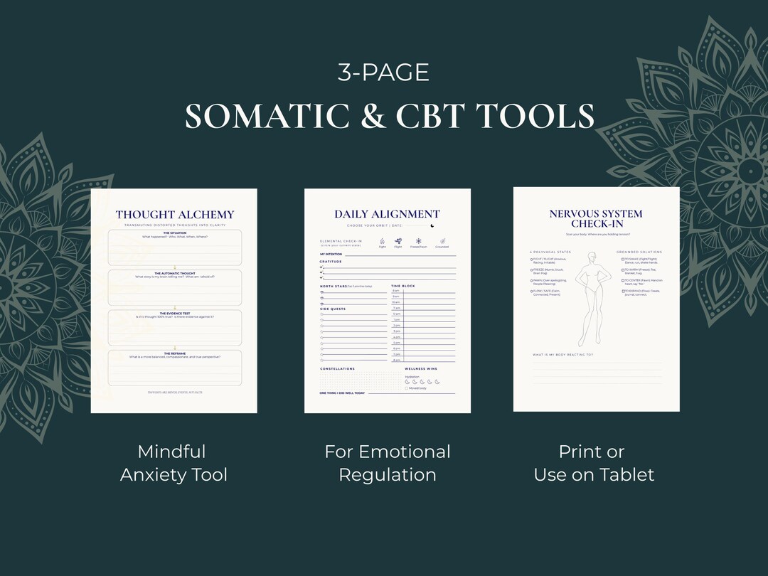 Somatic & CBT Worksheets | Emotional Regulation Tools (printable PDF ...