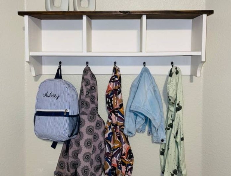 Entryway Hook With Storage Cubbies. Entryway Cubbies. Keys Holder. Coat ...