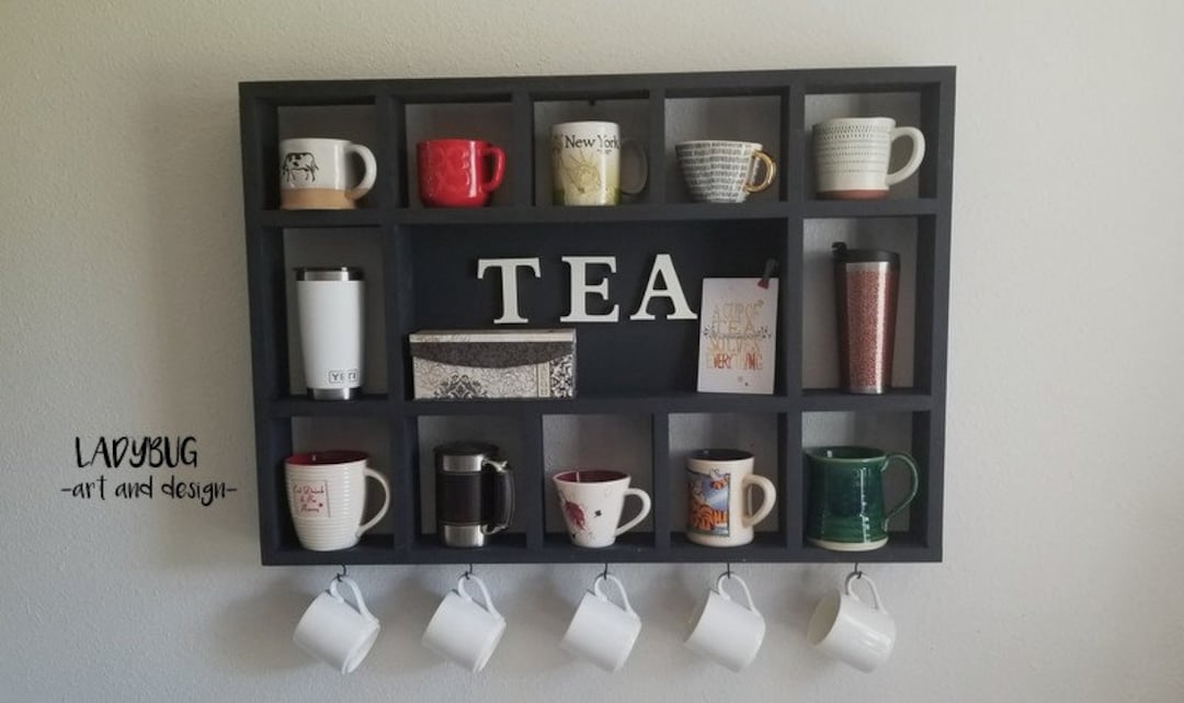 Wall Mounted Coffee/tea/mate Mugs Rack. Coffee Cup Holder. Tea Rack ...