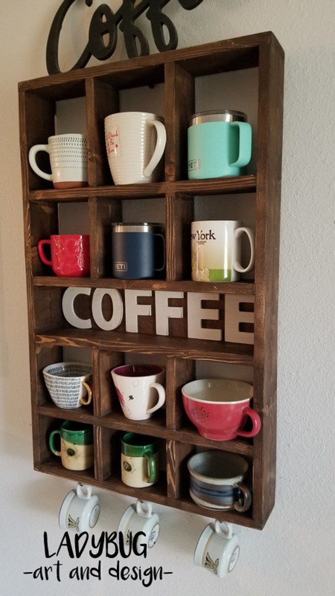 Wall Mounted Coffee/tea/mate Mugs Rack. Coffee Cup Holder. Tea | Etsy