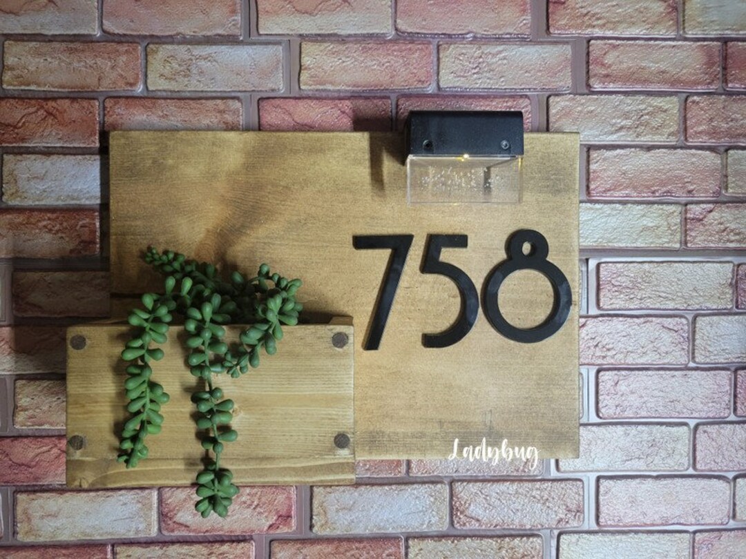 Rustic Address Sign With Planter Box. Wood Address Sign. Address Panel ...