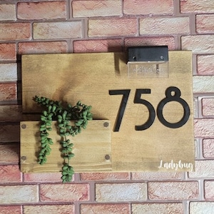 Rustic Address Sign With Planter Box. Wood Address Sign. Address Panel ...