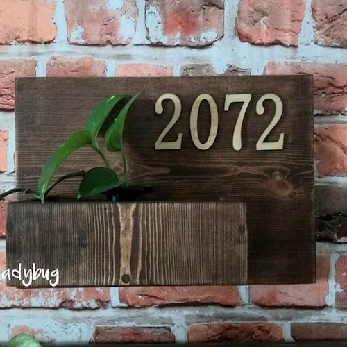 Rustic Address Sign With Planter Box. Wood Address Sign. - Etsy