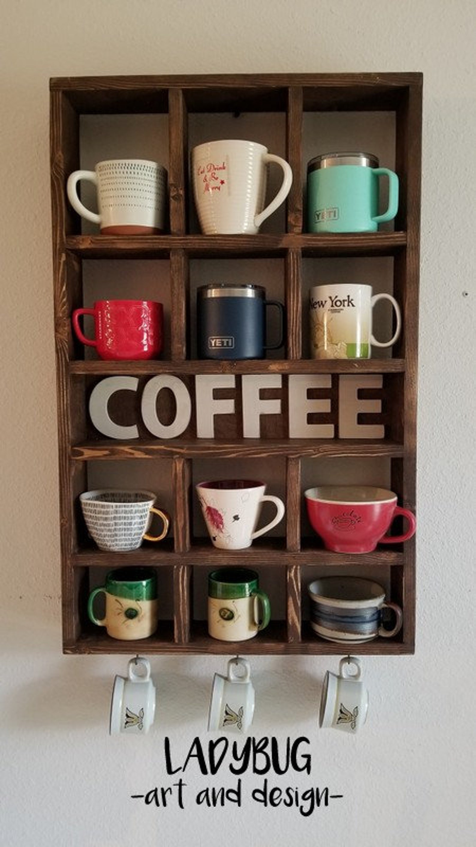 Wall Mounted Coffee/tea/mate Mugs Rack. Coffee Cup Holder. Tea | Etsy