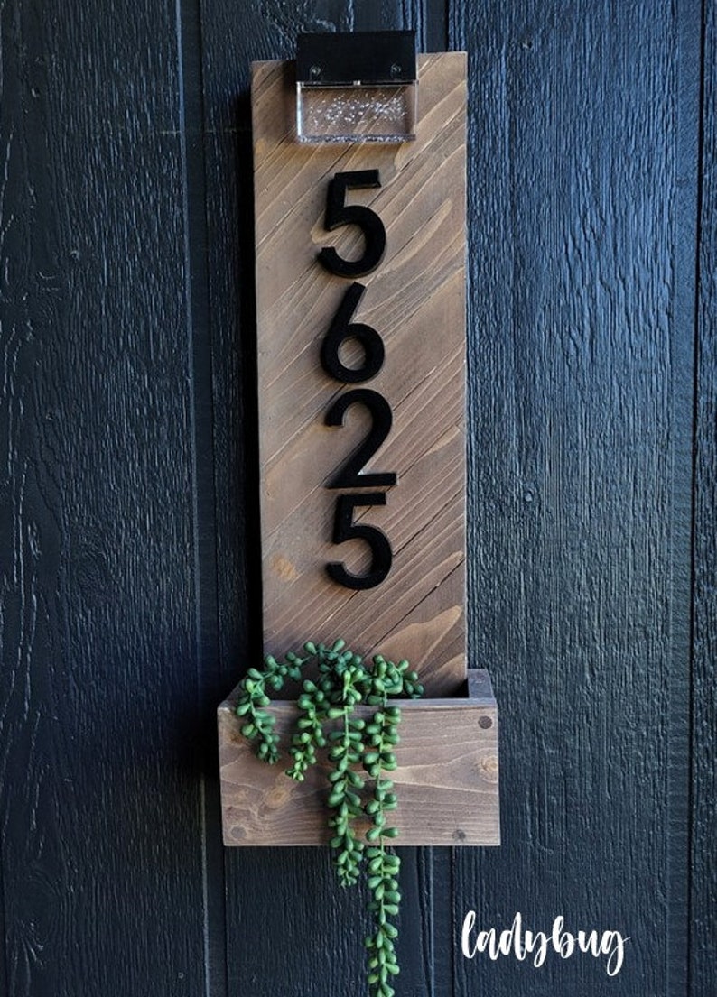 Rustic Address Sign With Planter Box. Wood Address Sign. Address Panel ...