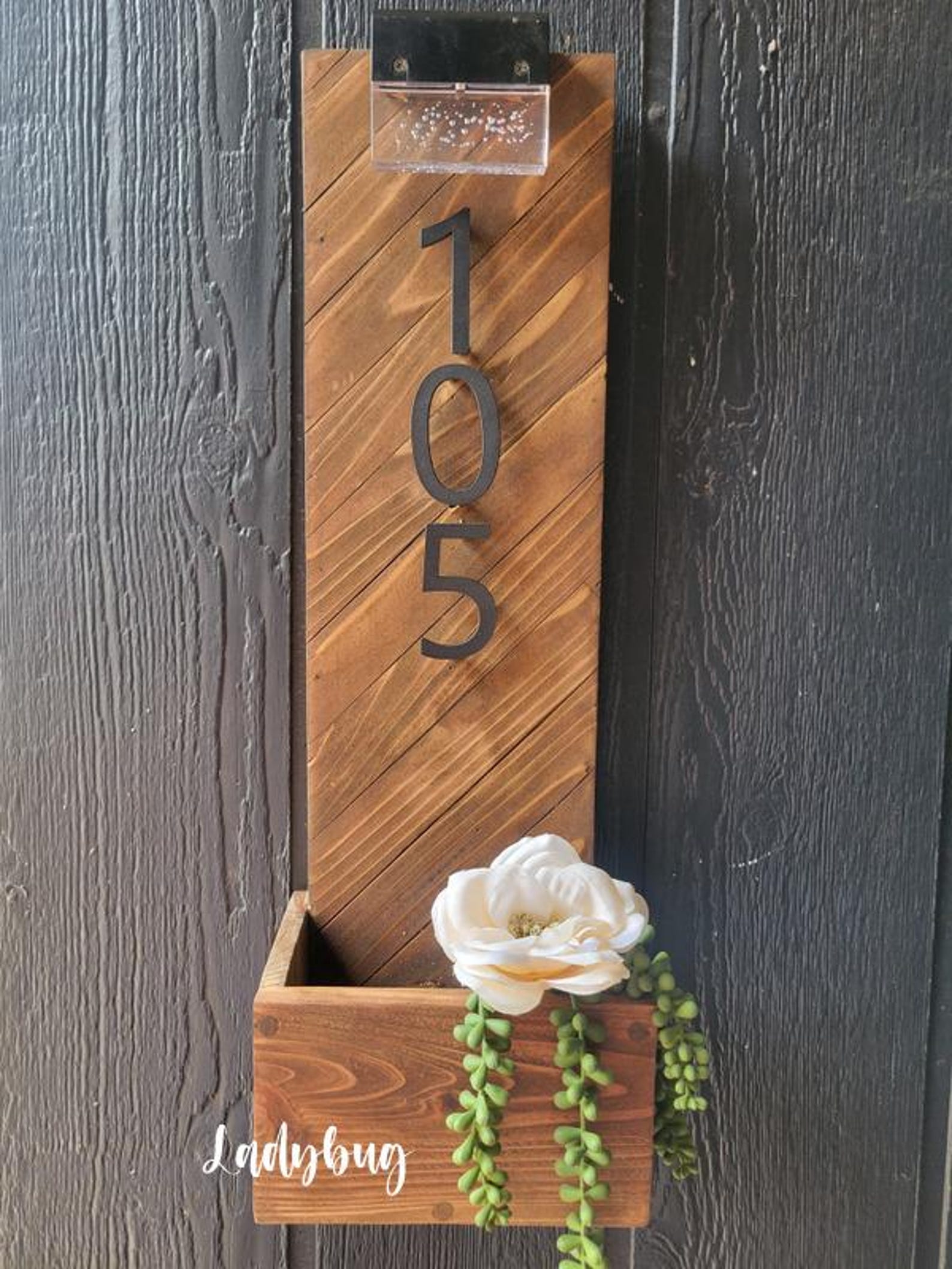 Rustic Address Sign With Planter Box. Wood Address Sign. Address Panel ...