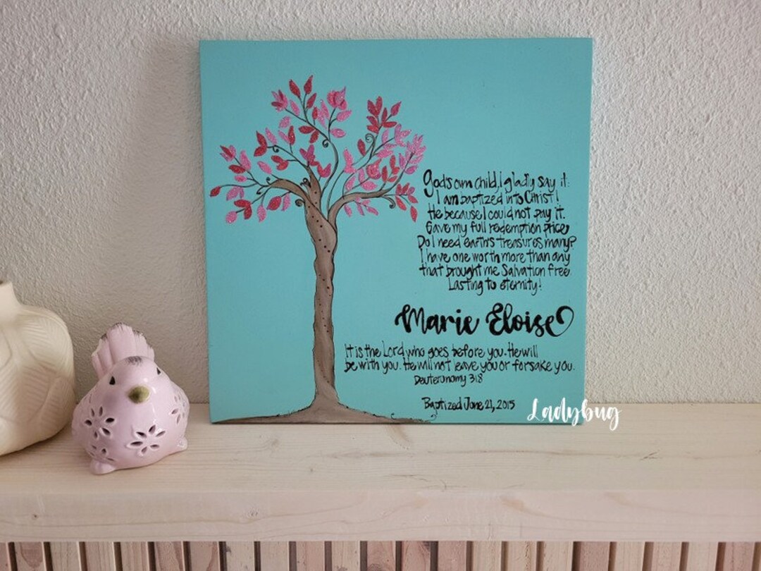Baptism Memories. Sign With Name. Gift for Godchild, 12x12, Home Decor ...