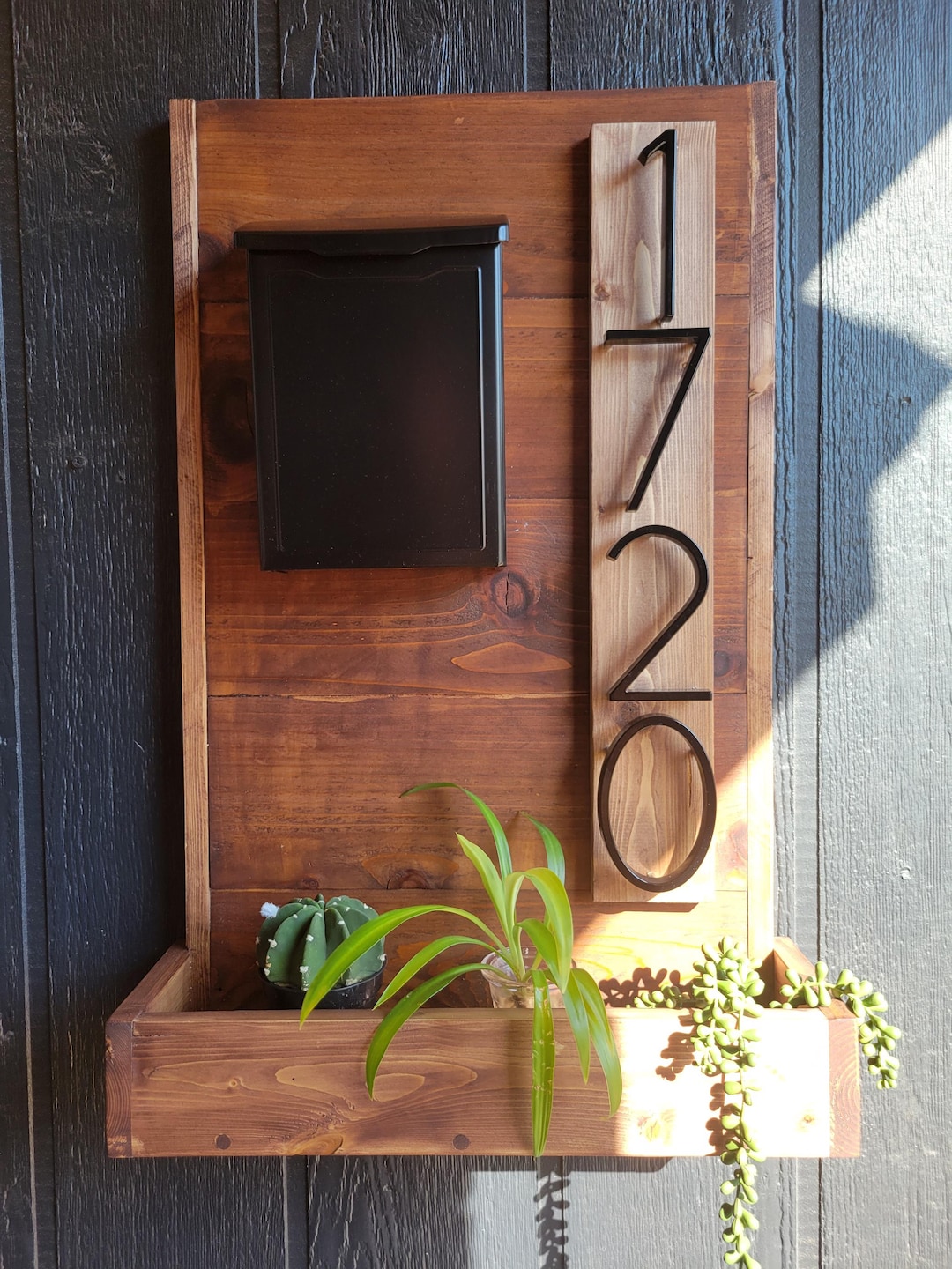 Rustic Address Sign With Planter Box and Mailbox. Wood Address Sign ...