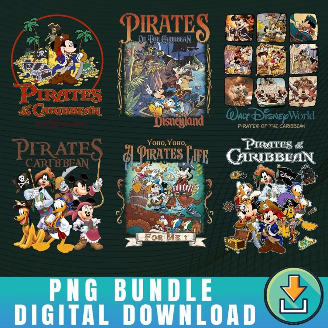 Vintage Pirates of the Caribbean Designs Bundle, Pirates Mickey and ...