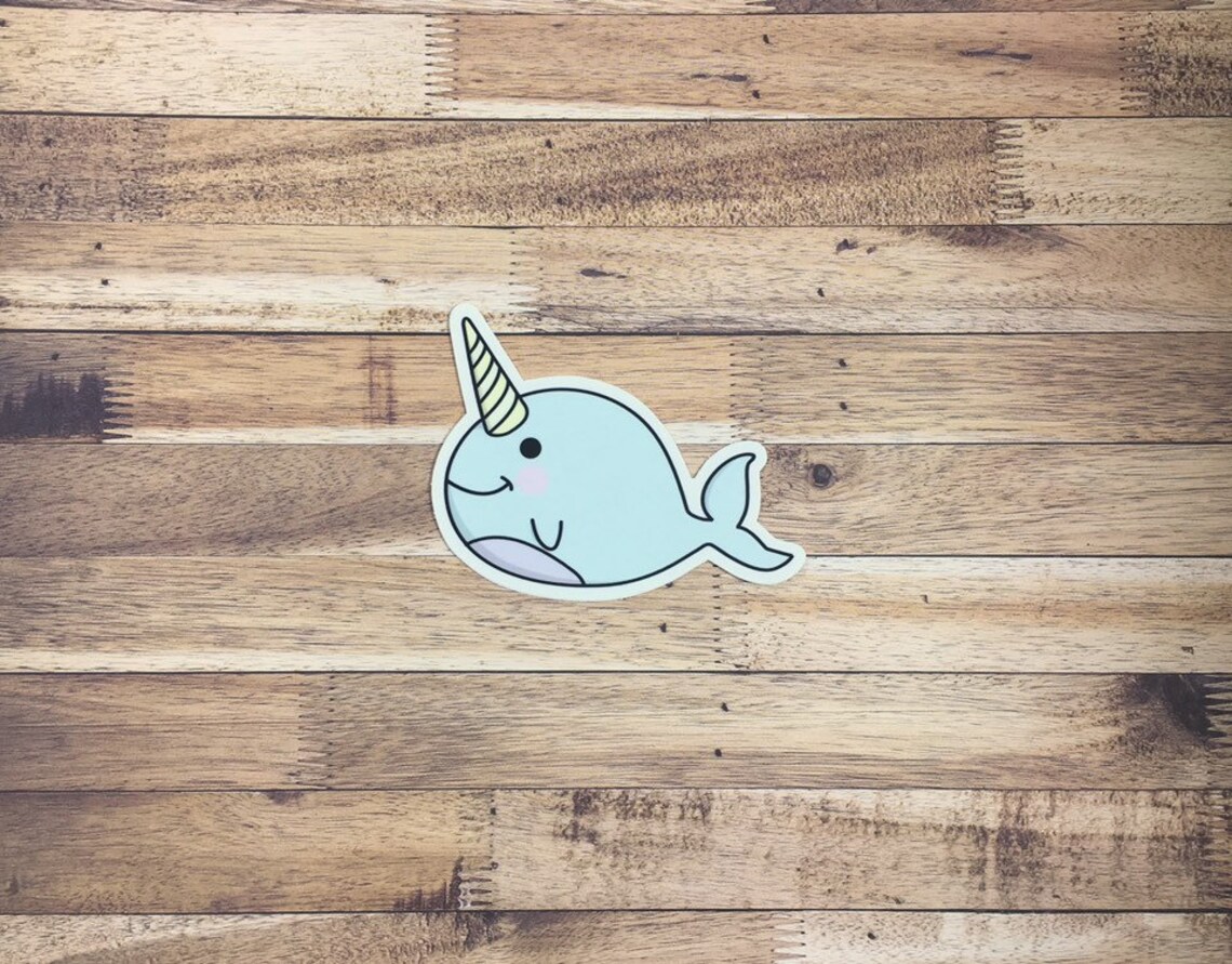 Narwhal Weatherproof Sticker/ Cute Whale Stickers/ Funny | Etsy