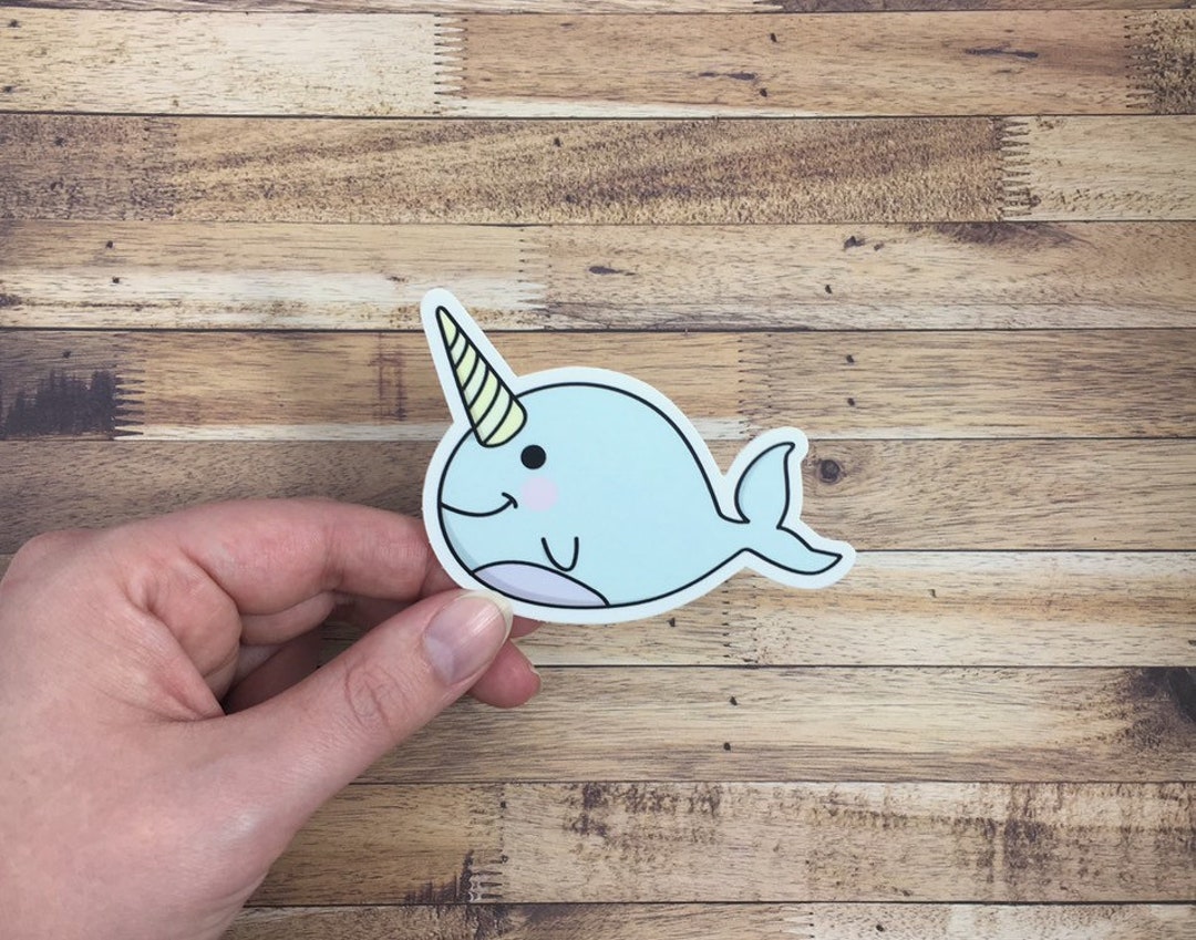 Narwhal Weatherproof Sticker/ Cute Whale Stickers/ Funny - Etsy