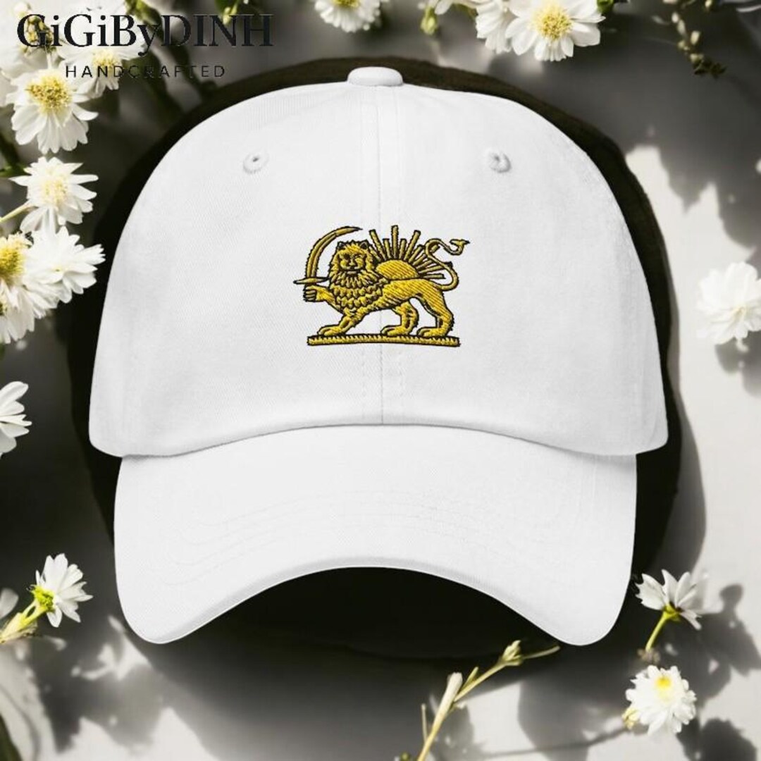 Persian Lion and Sun Embroidered Hat, Handmade Unisex Baseball Cap ...