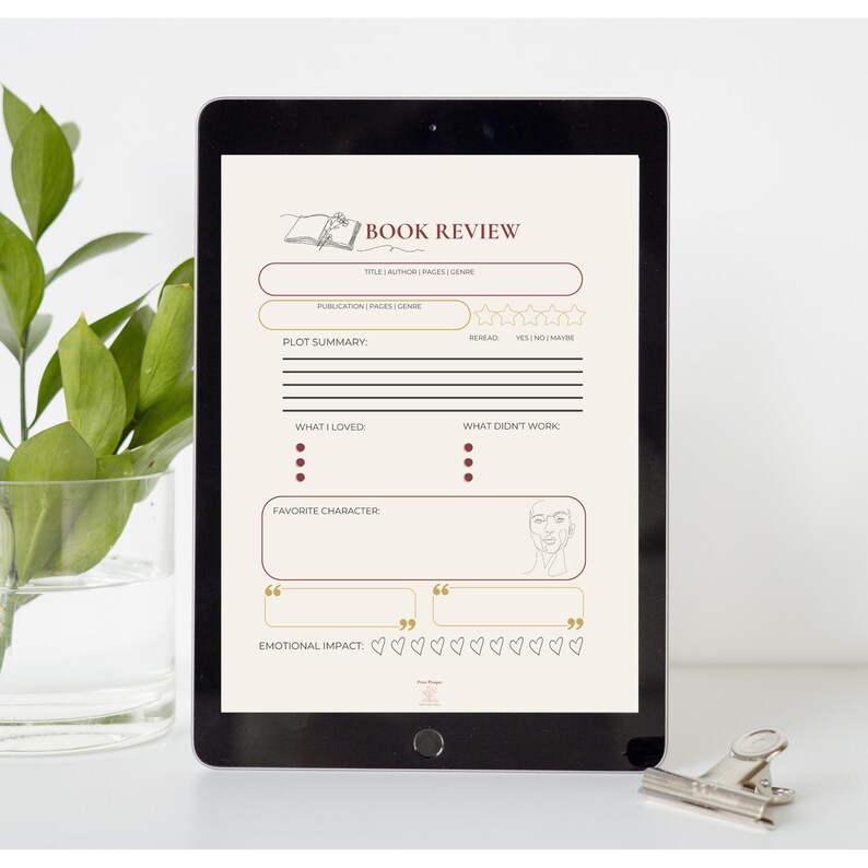 Book Review Pages Printable | Reading Journal Template (letter & A5 ...