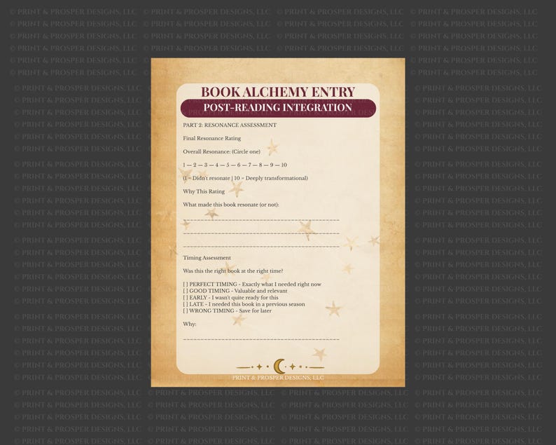 Book Alchemy Journal Entries| Printable Reading Journal A4 A5 Letter ...