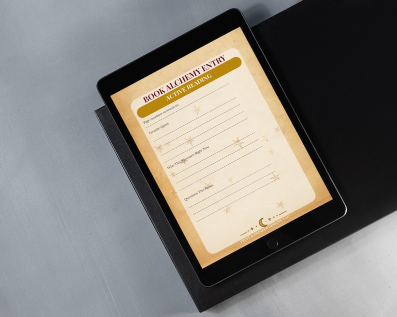 Book Alchemy Journal Entries| Printable Reading Journal A4 A5 Letter ...