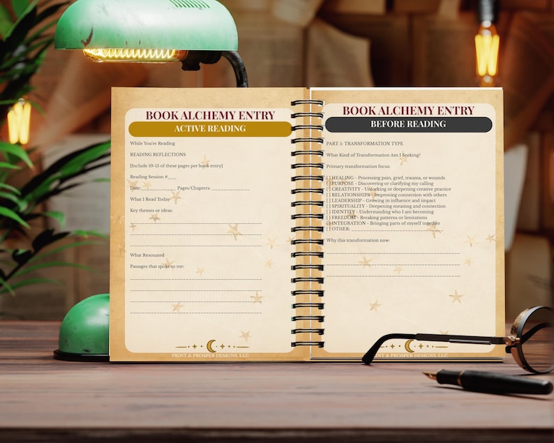 Book Alchemy Journal Entries| Printable Reading Journal A4 A5 Letter ...