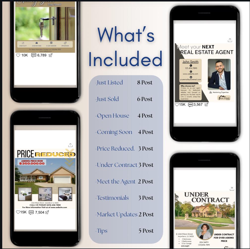 40 Real Estate Social Media & Listing Templates | Instagram, Realtor ...