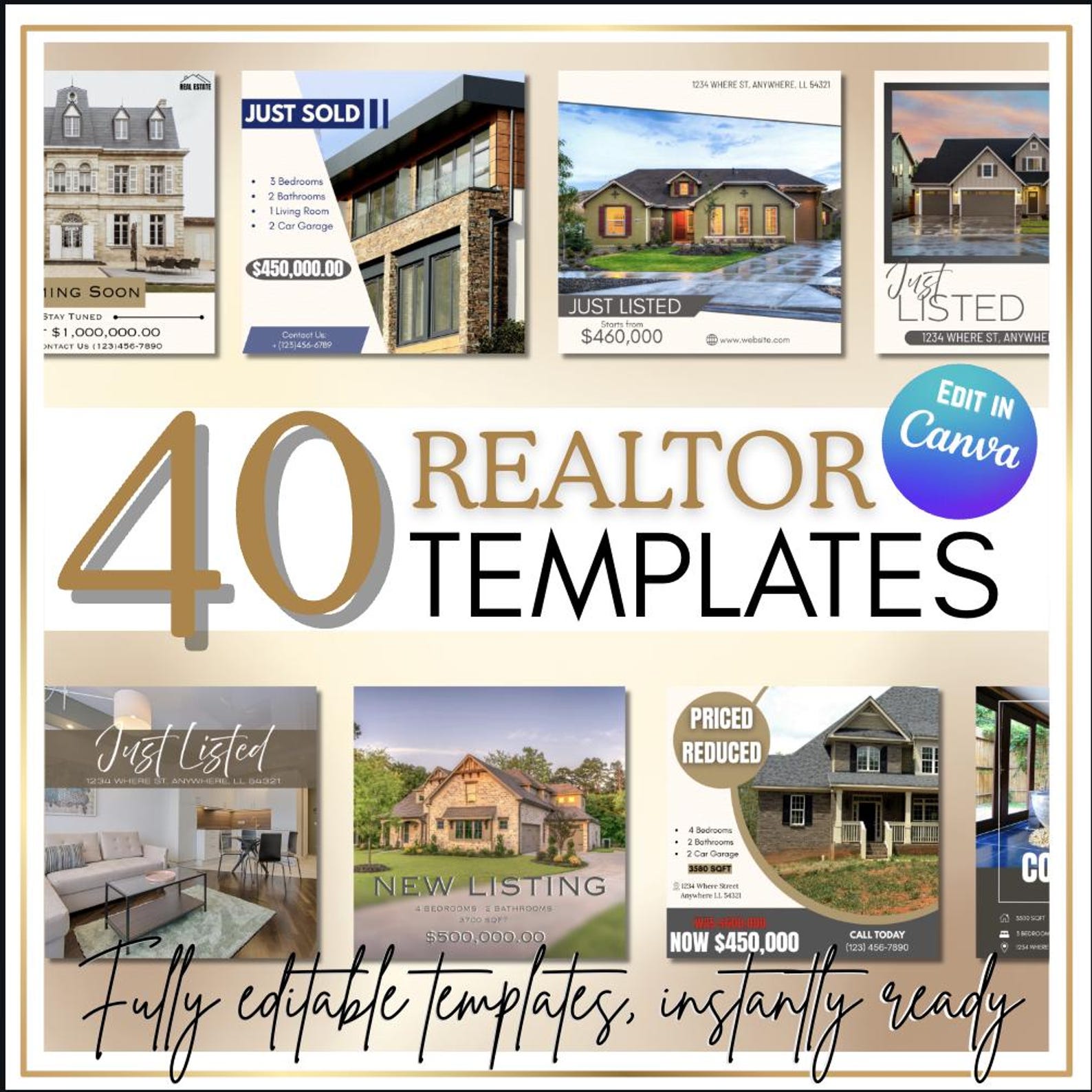 40 Real Estate Social Media & Listing Templates | Instagram, Realtor ...