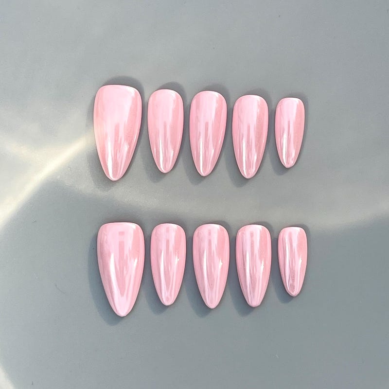 Pink Pearl Chrome Nails - Etsy