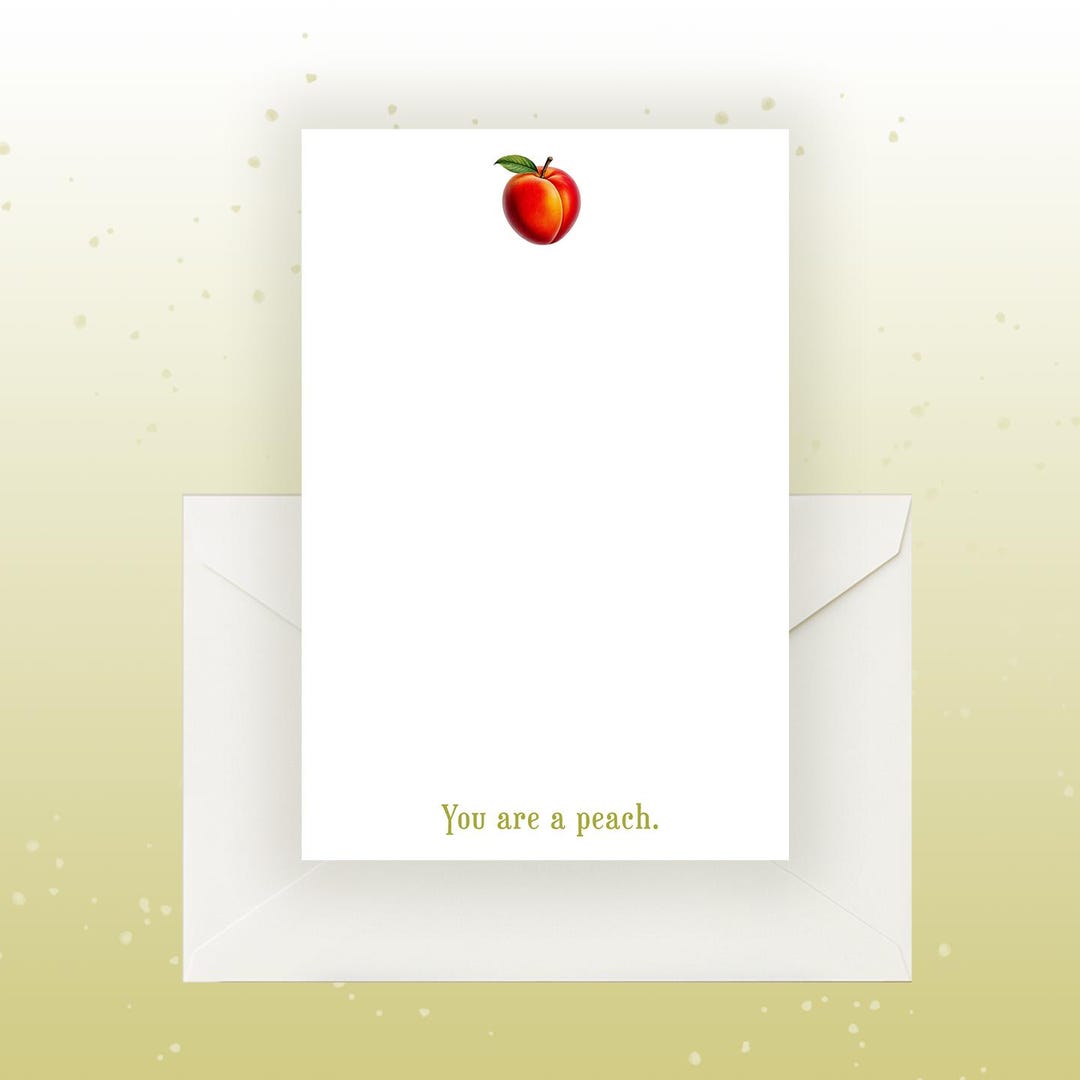 Printable Peach Stationery • Digital Download Notepad • Cute Fruit ...