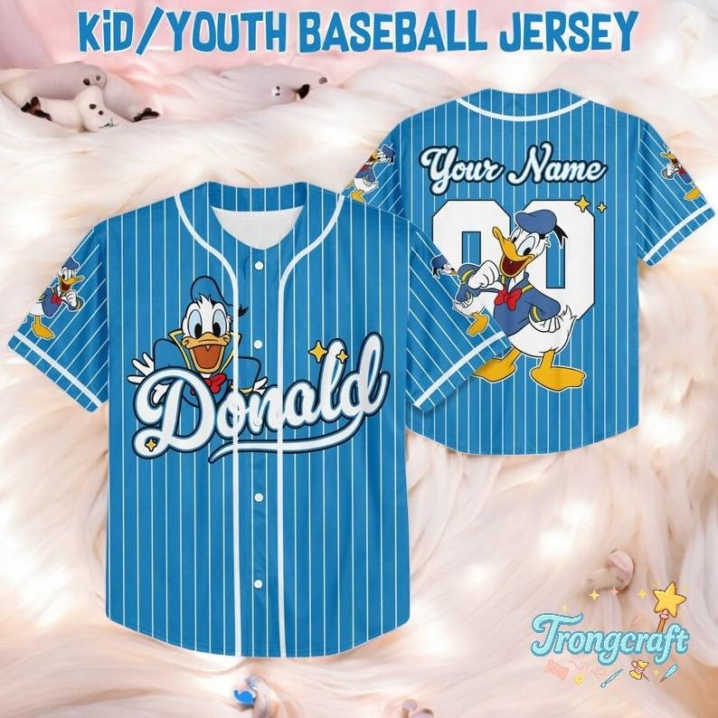 Custom Disney Donald Duck Baseball Jersey, Personalized Donald Duck ...