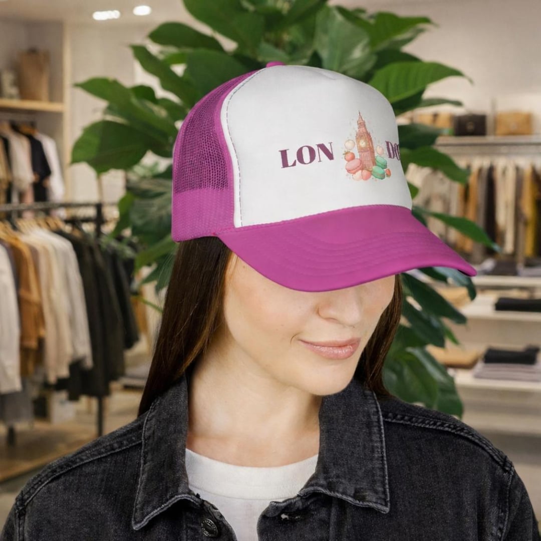 London Big Ben Macarons Trucker Cap | Pink Mesh Hat - Etsy