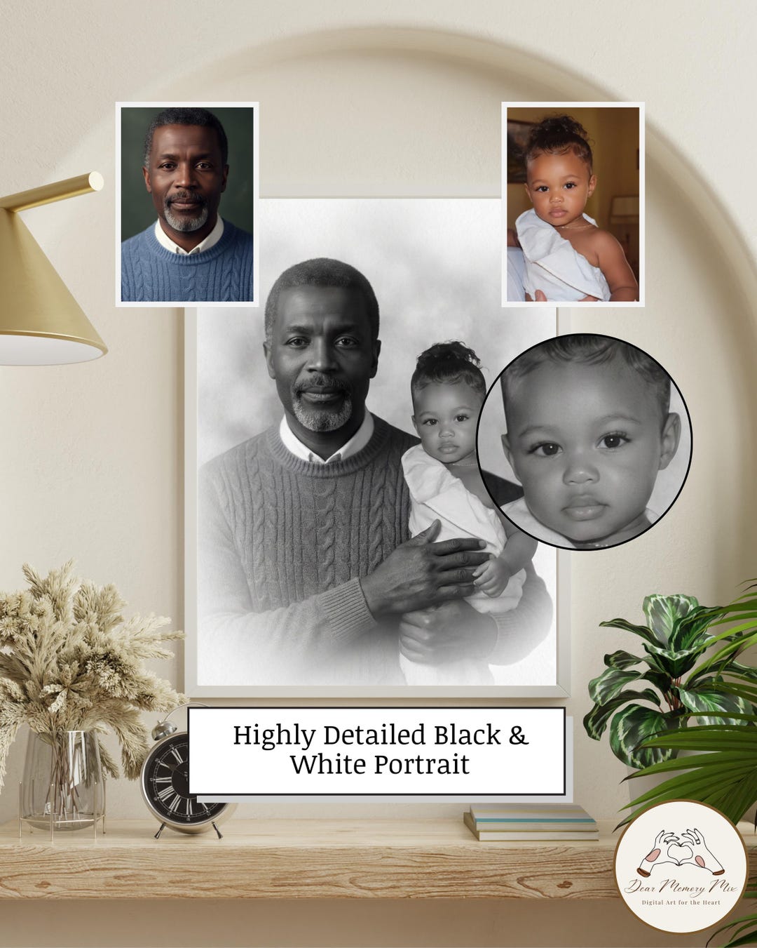 Custom Memorial Portrait | Black and White Photo to Art (digital ...
