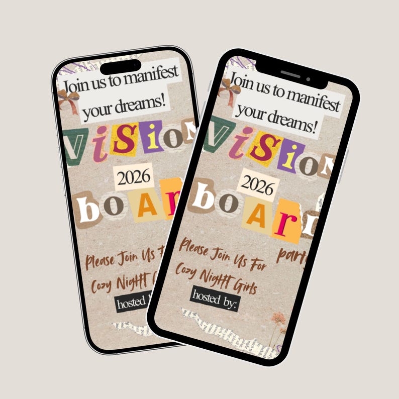 2026 Animated Vision Board Party Invitation, Editable Canva Video ...