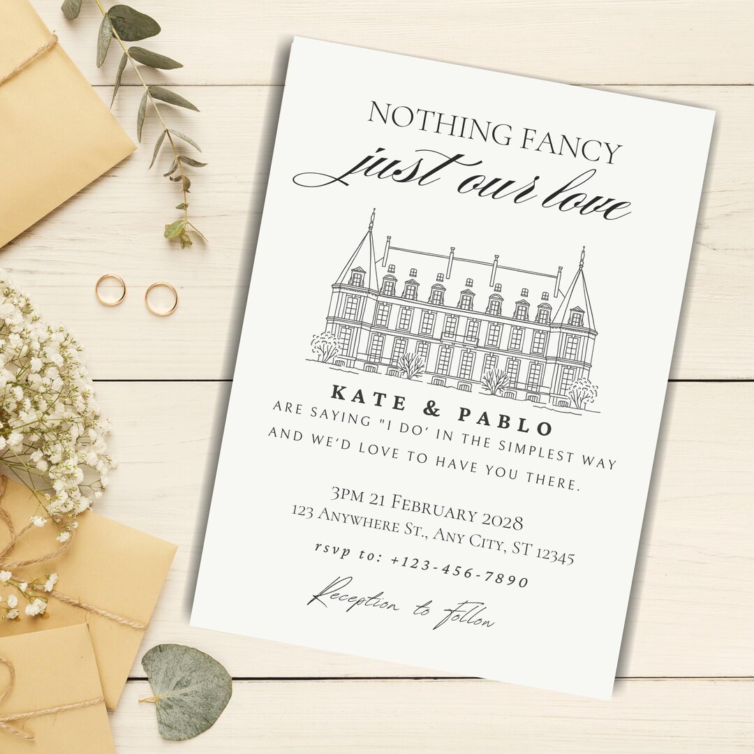 Civil Wedding Invitation Template, Canva Editable Minimalist Court ...