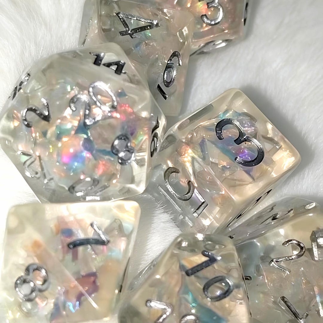 Clear Iridescent Crystal Resin Dice Set, Sharp-edged Polyhedral DND ...