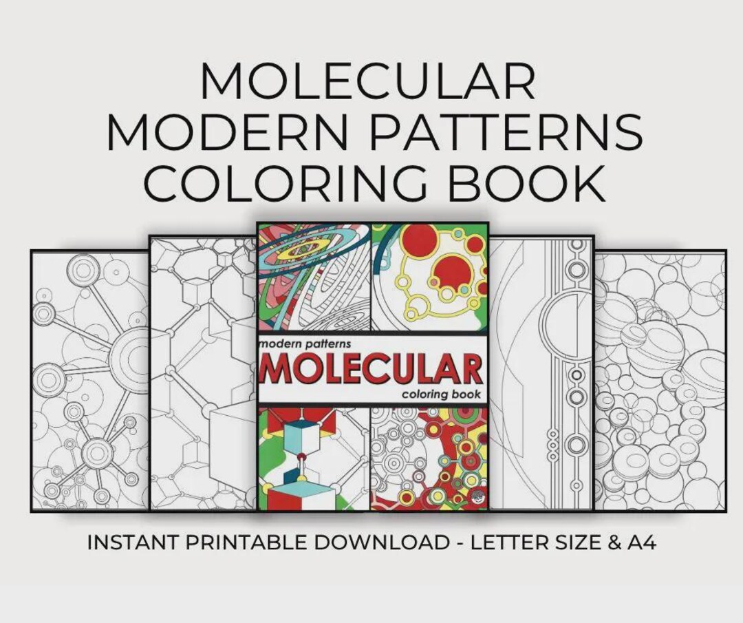 Adult Molecular Coloring Pages Book Digital Download Modern Patterns ...