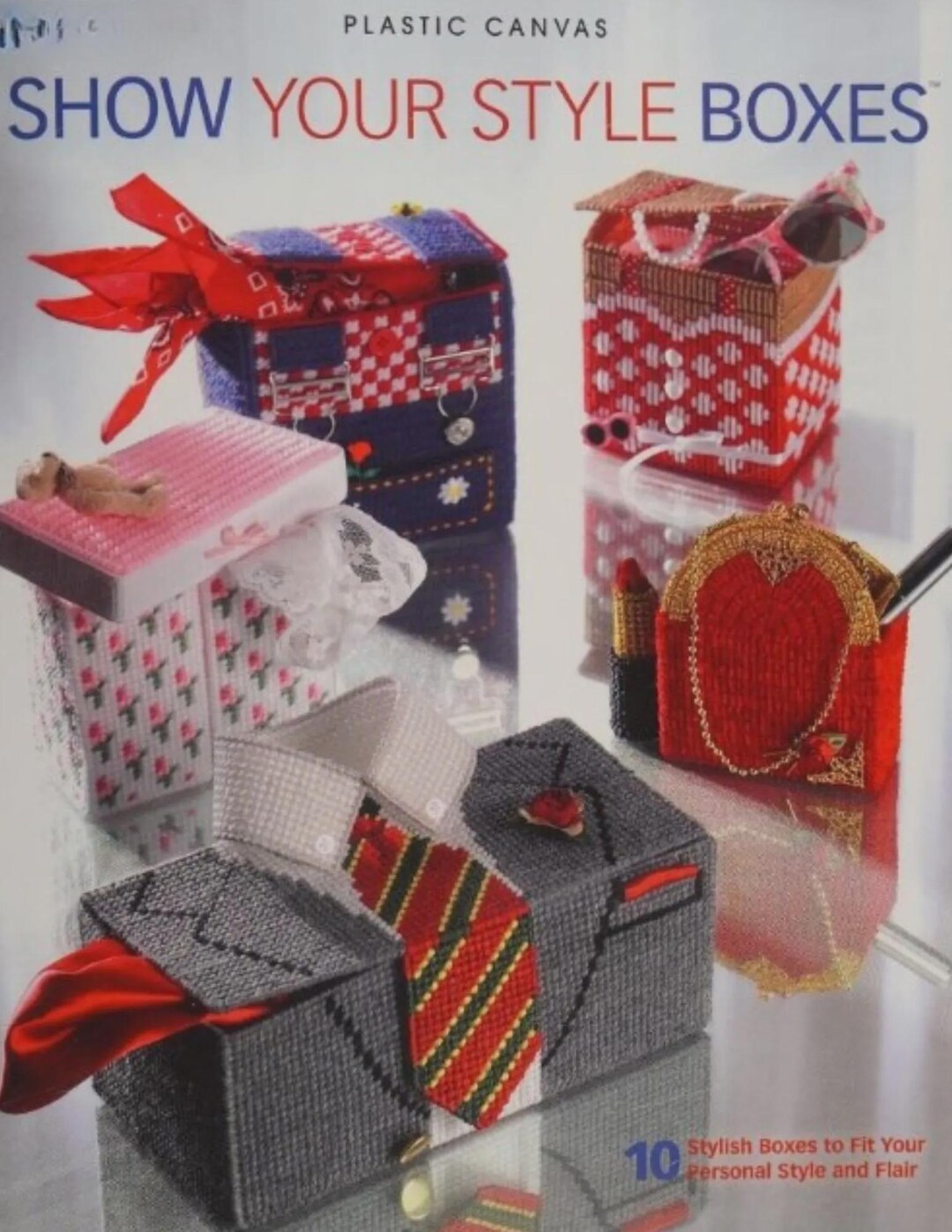 Vintage Plastic Canvas Show Your Style Boxes Pattern Book Storage ...