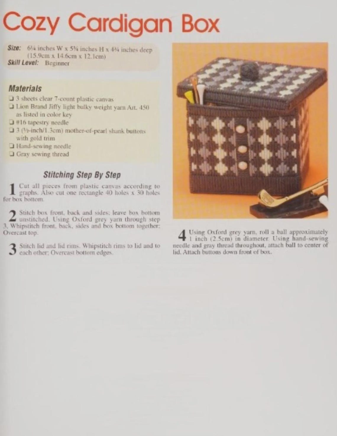 Vintage Plastic Canvas Show Your Style Boxes Pattern Book Storage ...