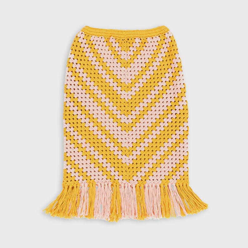 Chevron Granny Crochet Skirt Pattern – Boho Fringe, Women's Sizes XS ...
