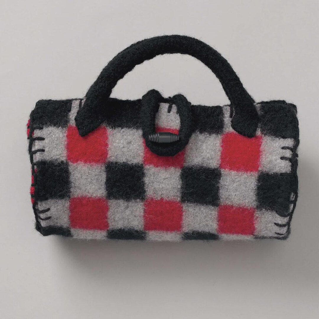Knit Felted Buffalo Plaid Roll Barrel Handbag Purse Digital Download ...