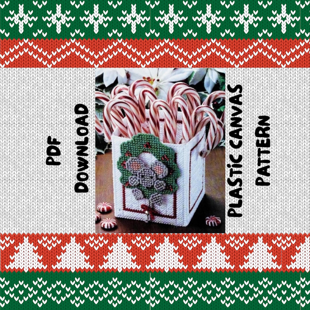 Vintage Plastic Canvas Santa's Candy Cane Holder Pattern Holiday Decor ...