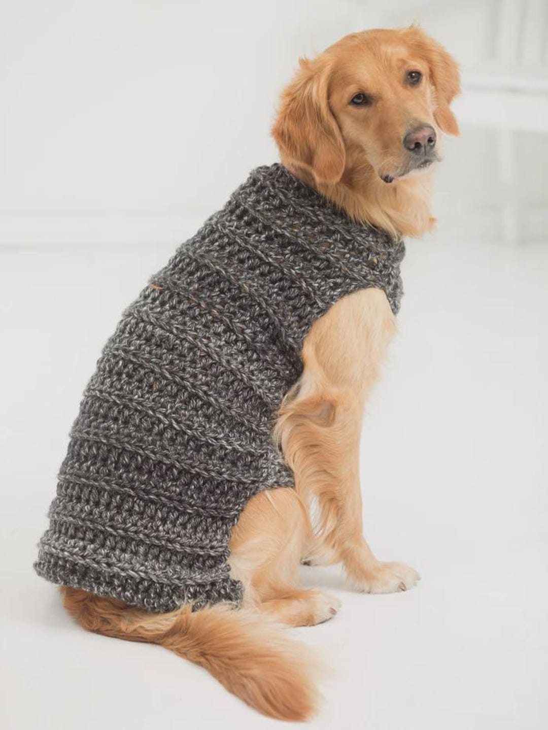 Easy Crochet Scarf Dog Sweater Pet Coat Instructions Pattern S-XL ...