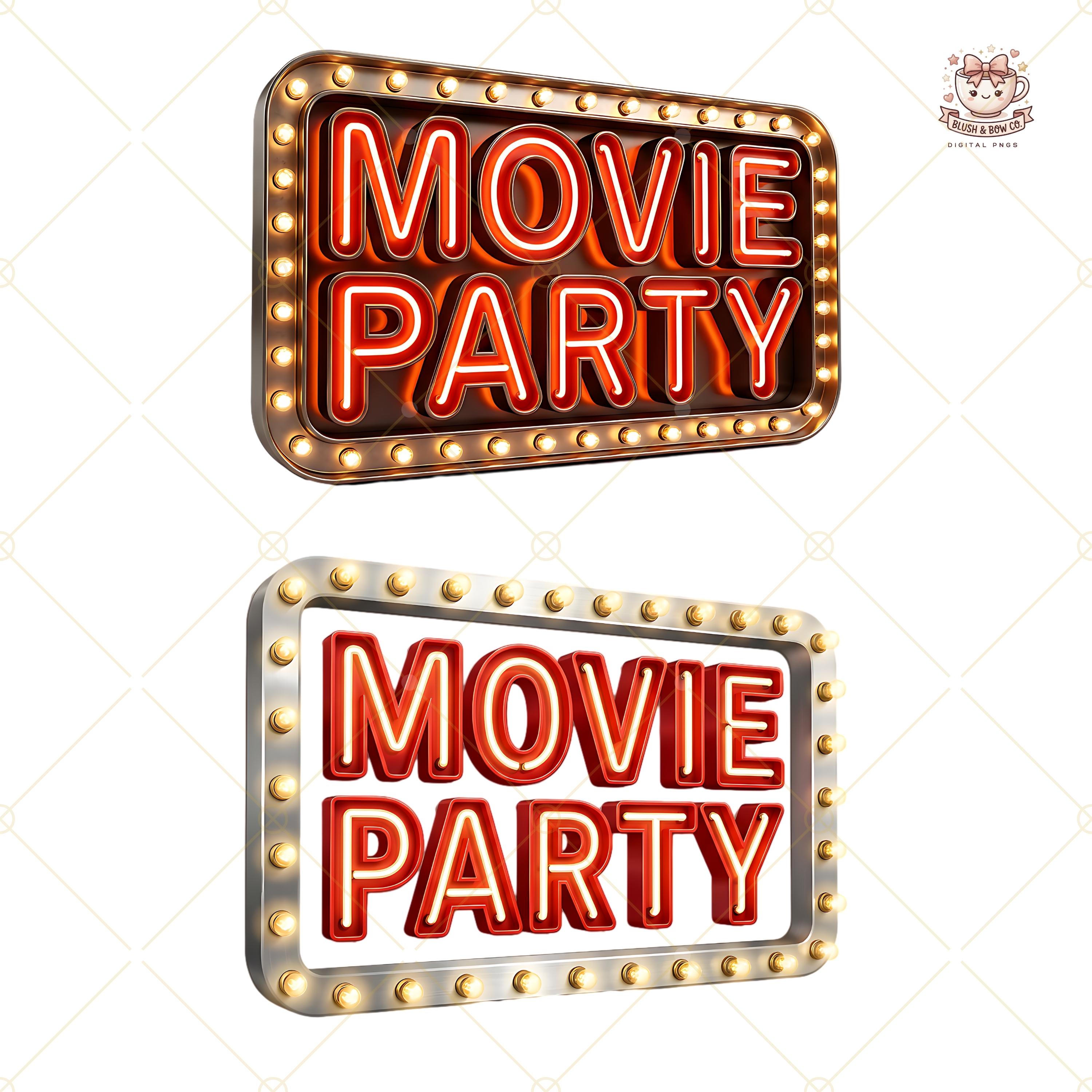 Movie Night Party Clipart Bundle, Popcorn Cinema Tickets Party Theme ...