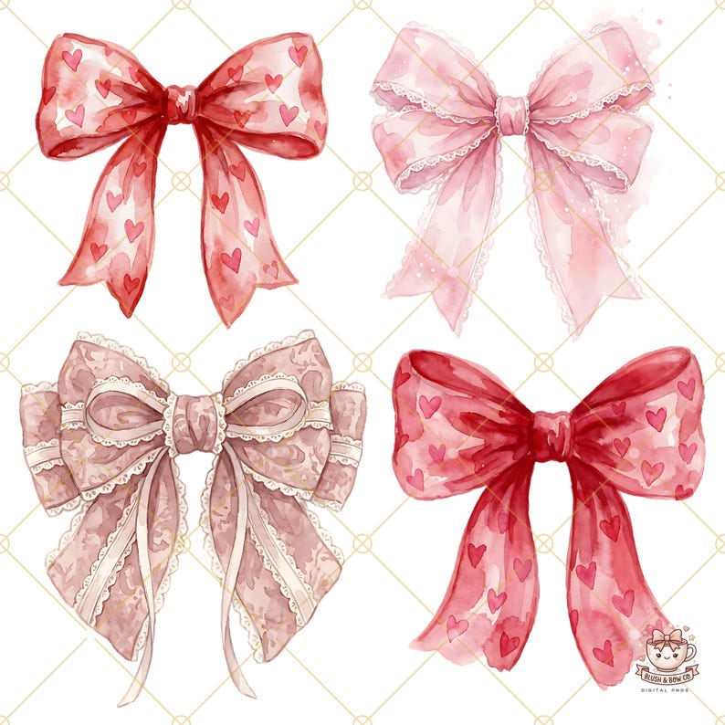 Valentine's Day Coquette Bows Png, Pink and Red Heart Bow Clipart ...