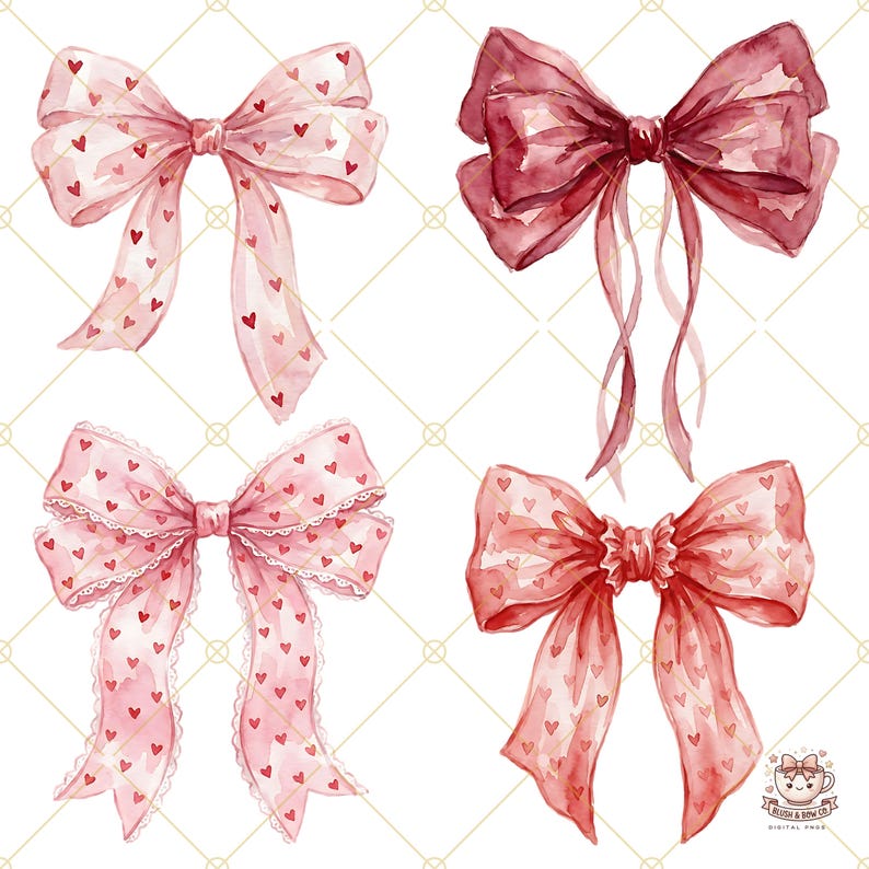 Valentine's Day Coquette Bows Png, Pink and Red Heart Bow Clipart ...