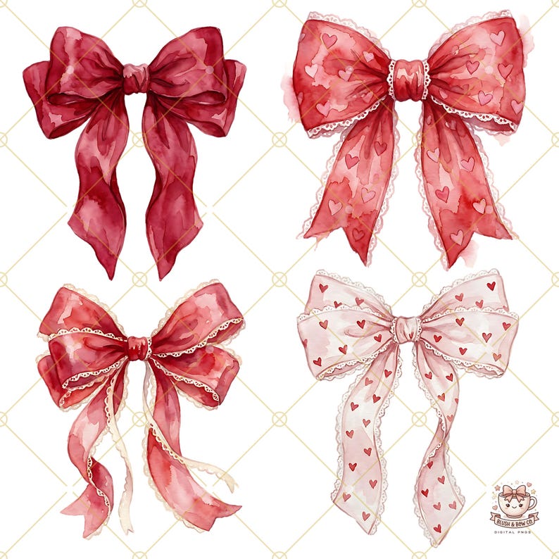 Valentine's Day Coquette Bows Png, Pink and Red Heart Bow Clipart ...