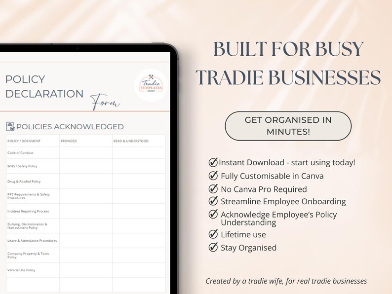 Employee Policy Declaration Form Canva Template, New Employee Form ...