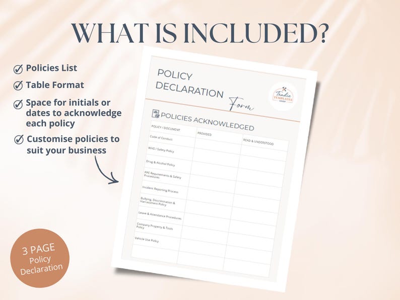 Employee Policy Declaration Form Canva Template, New Employee Form ...