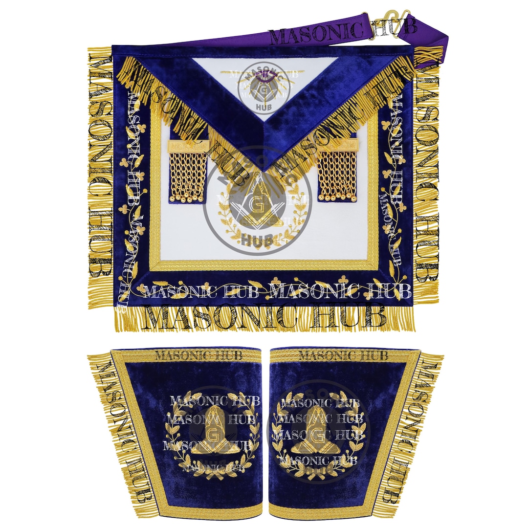 Masonic Senior Warden Apron & Cuffs Set – Hand-embroidered Lambskin ...