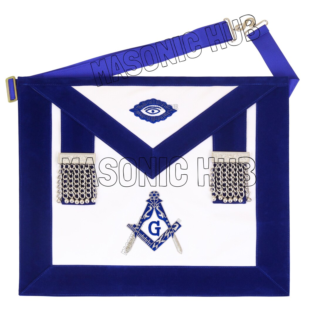 Blue Lodge Master Mason Lambskin Apron – Blue Velvet Border – Silver ...