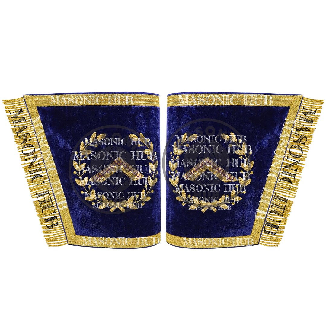 Masonic Worshipful Master Masonic Cuffs Set – Hand-embroidered Gold ...